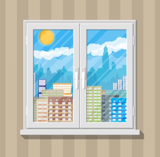 Window day time view sunrise and sun dawn morning Vector Image