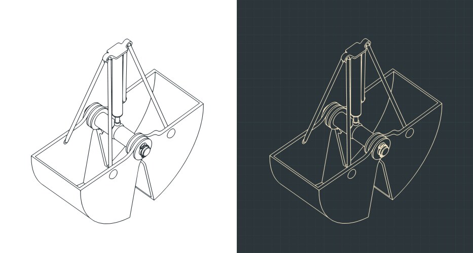Loader bucket blueprints Royalty Free Vector Image