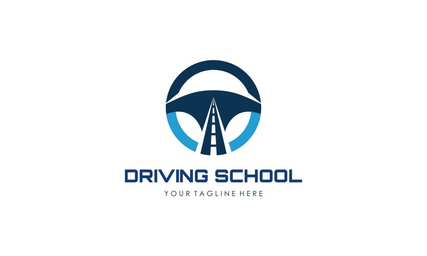 Driving school logo template steering wheel Vector Image