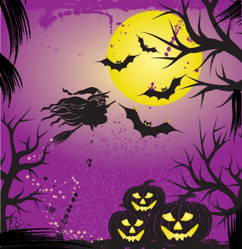 Purple cemetery halloween background banner Vector Image