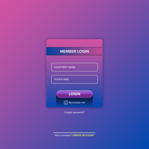 Login form web page design template or mock up Vector Image
