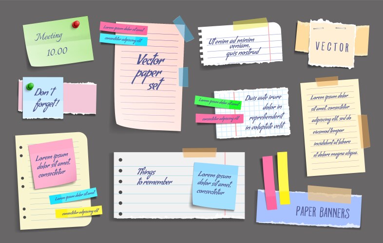 Paper sheet pieces for notes and reminders Vector Image