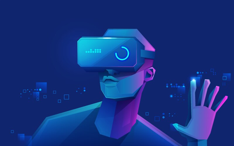 Young gamer playing video game on a screen Vector Image