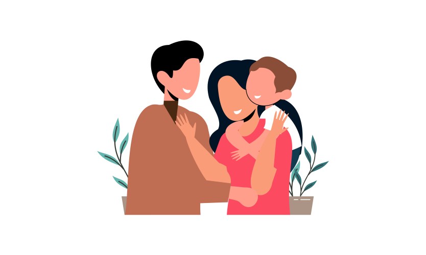 Happy big families hug Royalty Free Vector Image