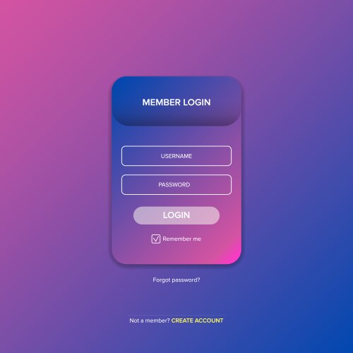 Login form web page design template or mock up Vector Image