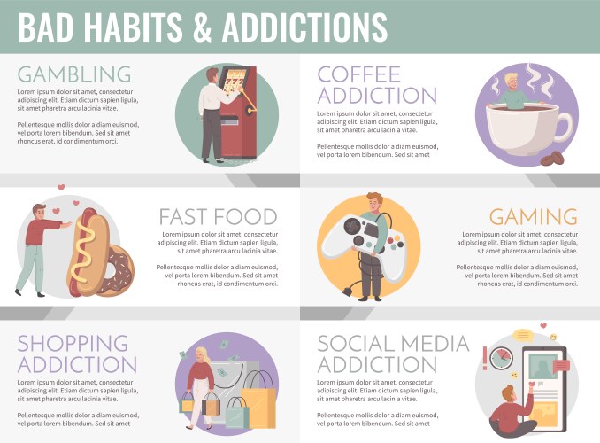Bad habits infographics set Royalty Free Vector Image