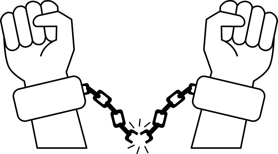 Black hand with chain cartoon Royalty Free Vector Image
