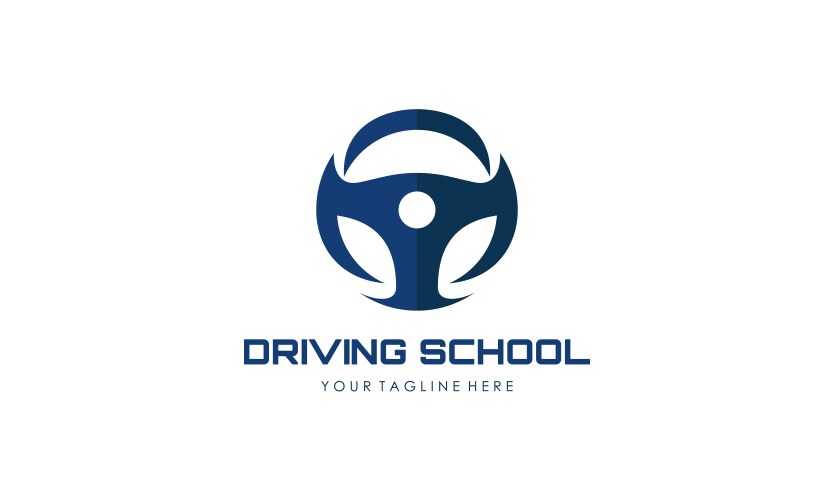 Driving school logo template steering wheel Vector Image