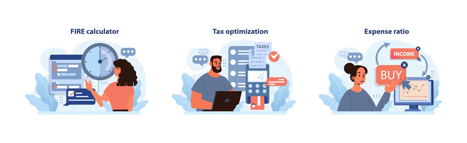 Financial independence fire concept set money Vector Image