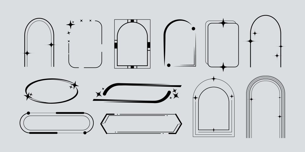 Retrowave black arch frames set Royalty Free Vector Image