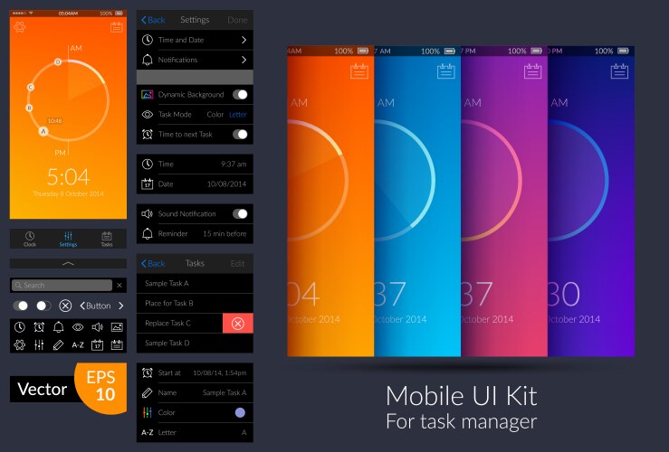 Watch ui kit Royalty Free Vector Image - VectorStock