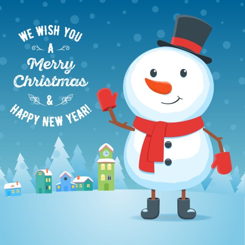 Snow man card Royalty Free Vector Image - VectorStock