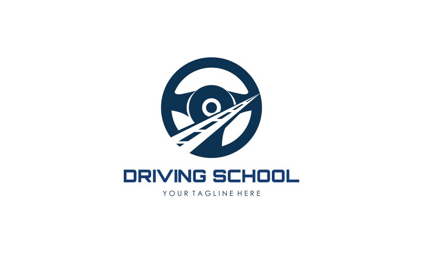 Driving school logo template steering wheel Vector Image