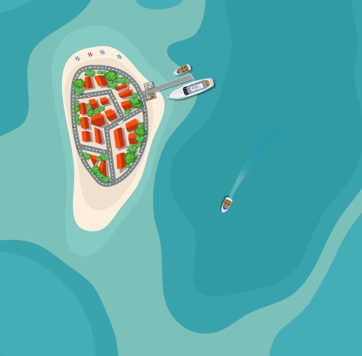 Cartoon funny pirates island flat Royalty Free Vector Image