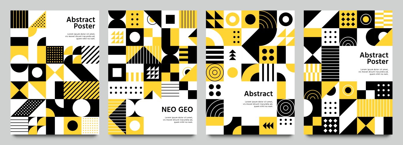Color neo geo poster modern grid flyer Royalty Free Vector