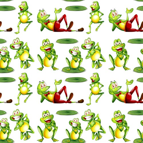Frog seamless pattern cartoon cute frogs kids Vector Image