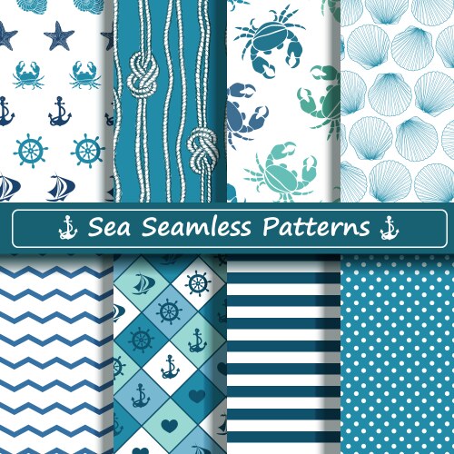 Nautical patchwork seamless pattern Royalty Free Vector