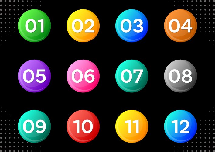 Colorful calendar circle labels month numbers Vector Image