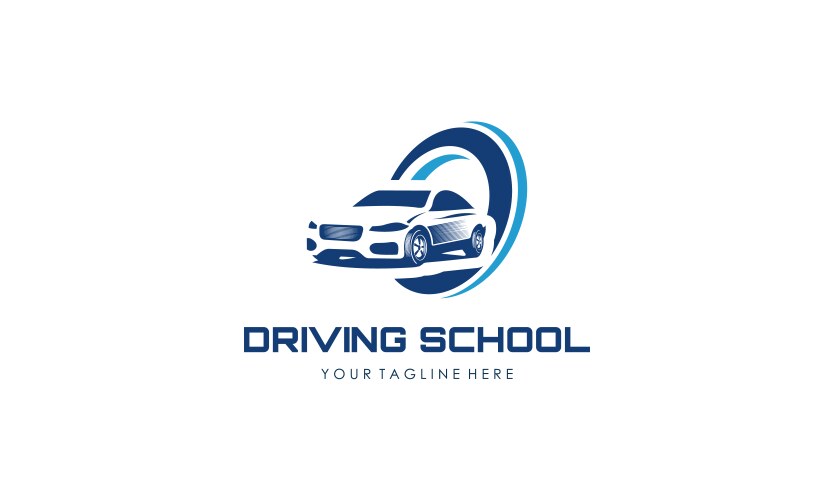 Driving school logo template steering wheel Vector Image