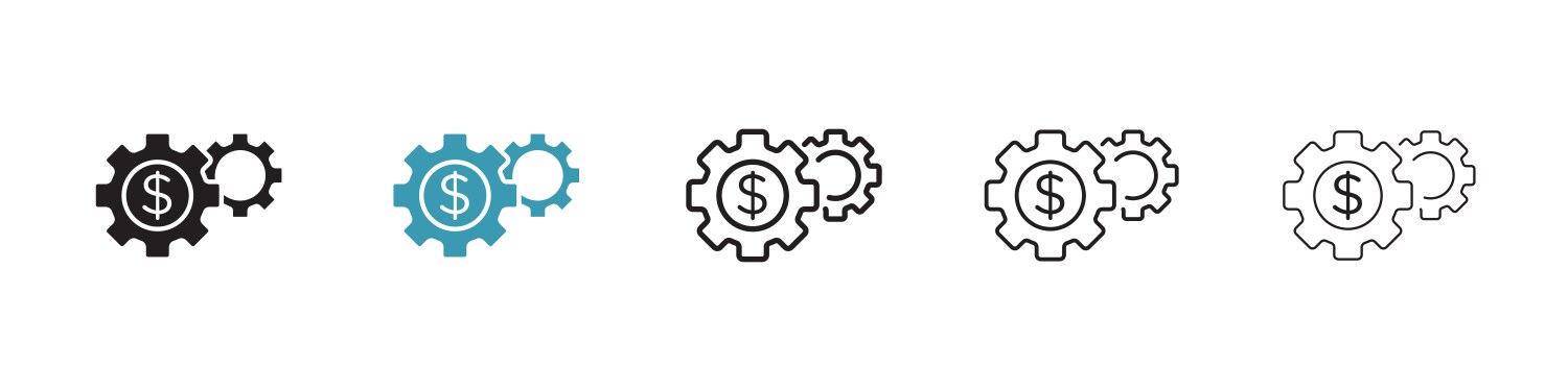 Money processes icon set optimize cost expense Vector Image