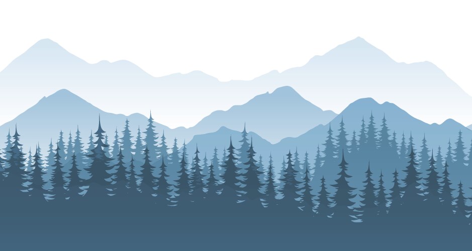 Seamless mountain landscape forest silhouettes Vector Image