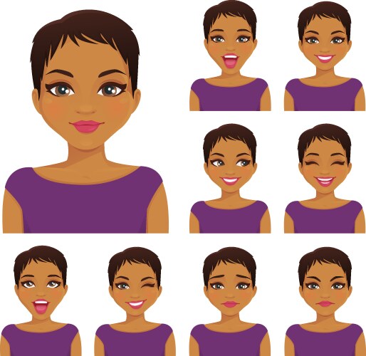 Woman expressions set Royalty Free Vector Image