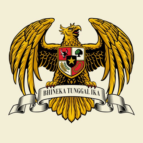 Indonesian garuda symbol spread wings and holding Vector Image