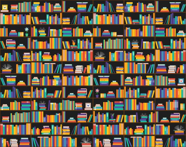 Bookshelf background bookcase with books Vector Image