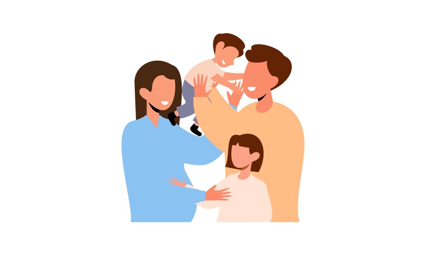 Happy big families hug Royalty Free Vector Image