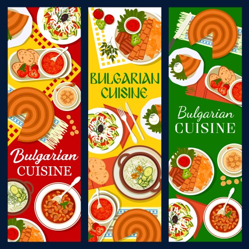 Bulgarian cuisine banners restaurant food menu Vector Image