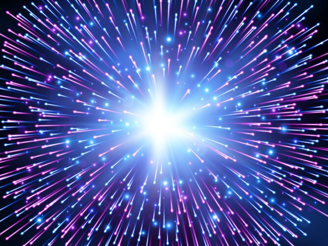 Blue explosion background with rays Royalty Free Vector