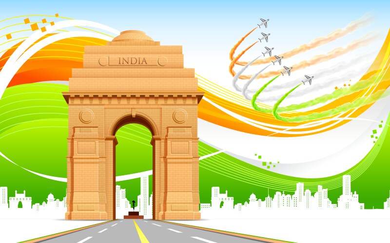 India gate new delhi indian most famous sight Vector Image
