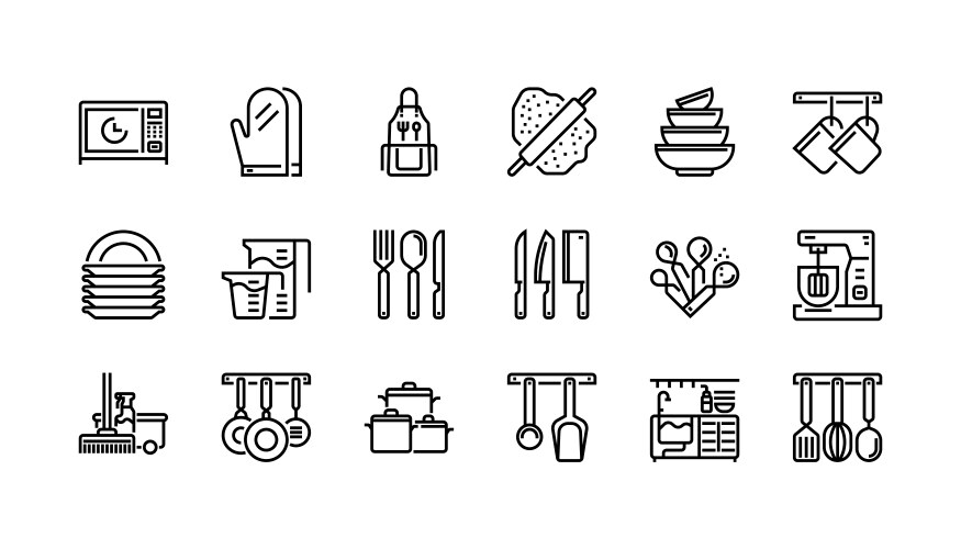 Line drawing a cozy kitchen Royalty Free Vector Image