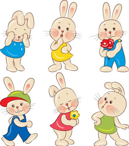 Cartoon cute rabbit character Royalty Free Vector Image