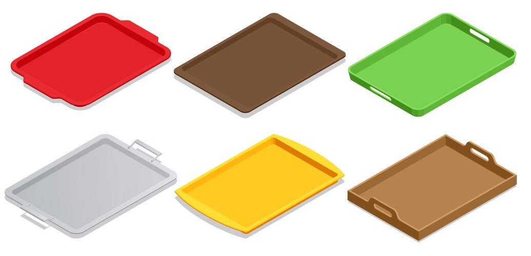 Empty meal trays cartoon tray food dish cafeteria Vector Image