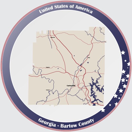 Map of bartow county in georgia usa Royalty Free Vector