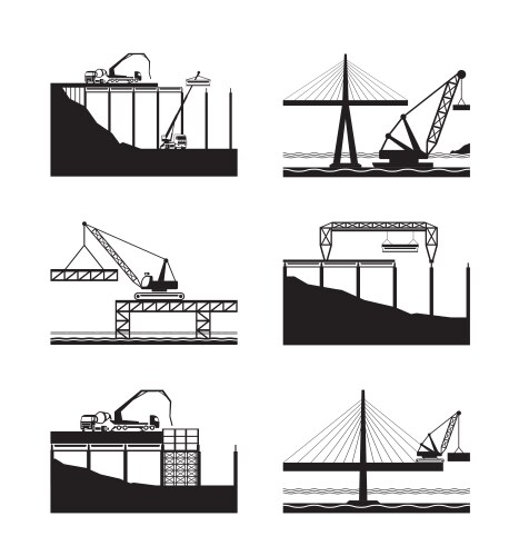 Bridge urban construction set city landmark view Vector Image