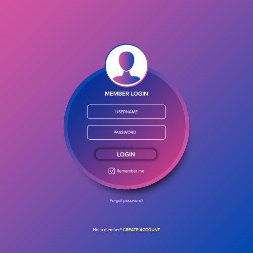 Login form web page design template or mock up Vector Image