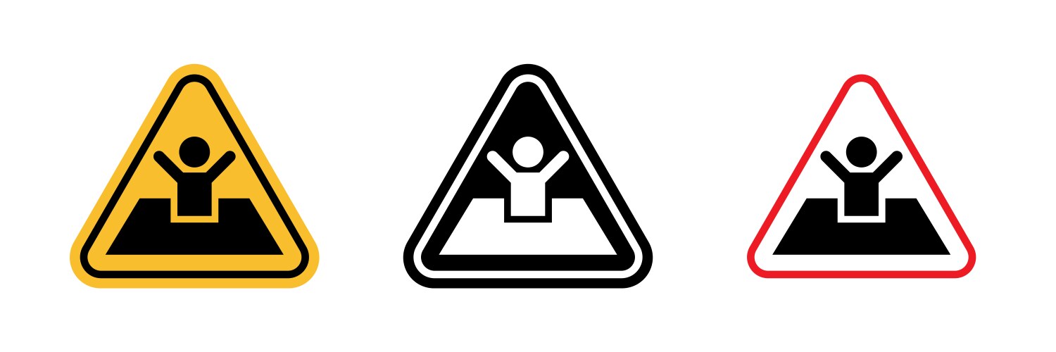 Mud warning sign icon set danger caution Vector Image