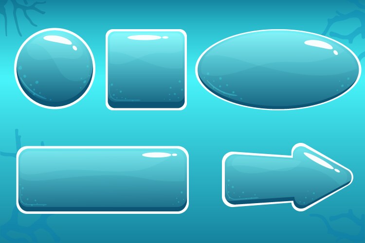 Cartoon water buttons and loading bar for gui Vector Image