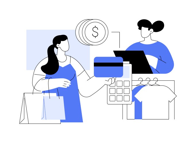 Happy with purchase isolated cartoon Royalty Free Vector