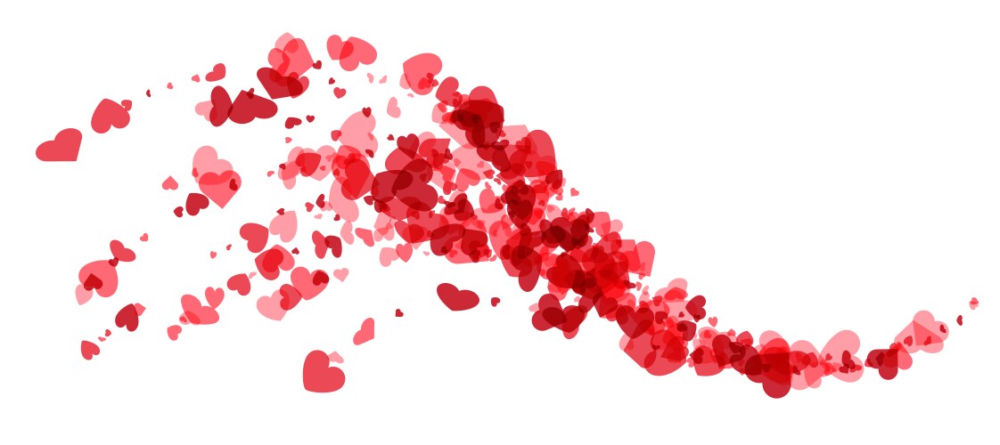 Loving hearts dynamic trail Royalty Free Vector Image