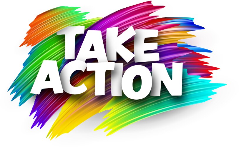 Action required paper word sign with colorful Vector Image