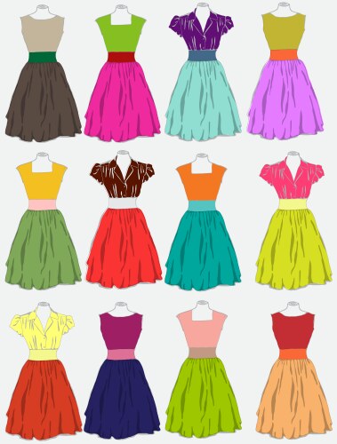 Ballerina dress set cartoon Royalty Free Vector Image