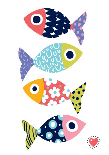 Cute fish card Royalty Free Vector Image - VectorStock