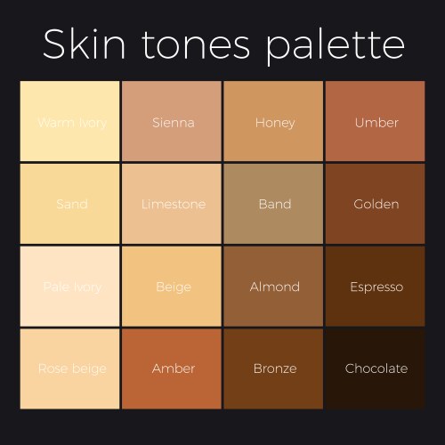 Color Palette for Dark Skin Vector Images (over 180)