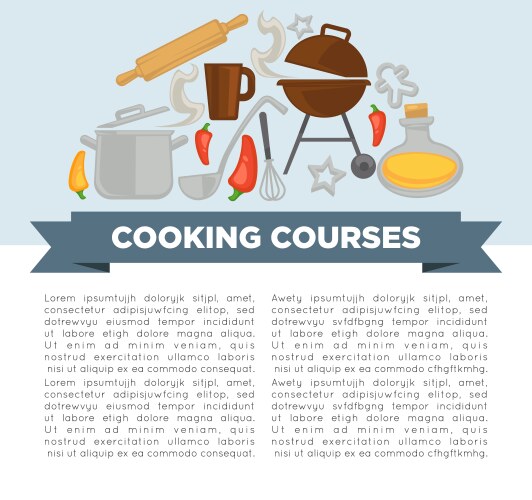 Cooking time poster of chef cook utensils Vector Image