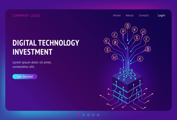 Digital technology electronic chip banner pink Vector Image