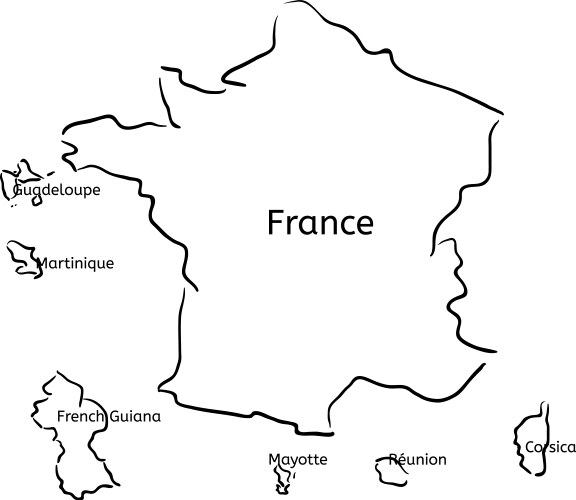 France map simplified outline Royalty Free Vector Image