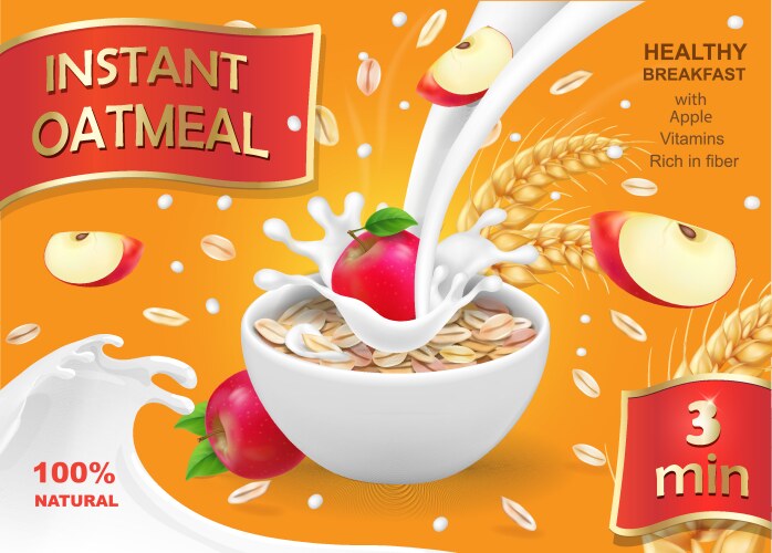 Oats oat flakes in glass oatmeal and muesli Vector Image